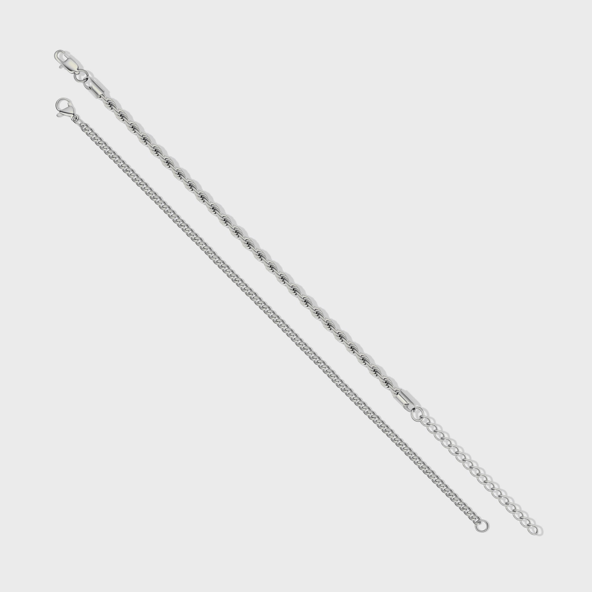 Micro Cuban + Rope Bracelet Stack (Silver) – Imperium